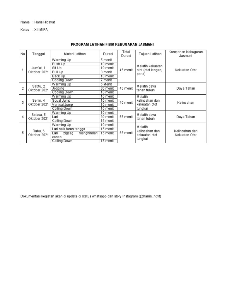 Program Latihan Kebugaran Jasmani | PDF