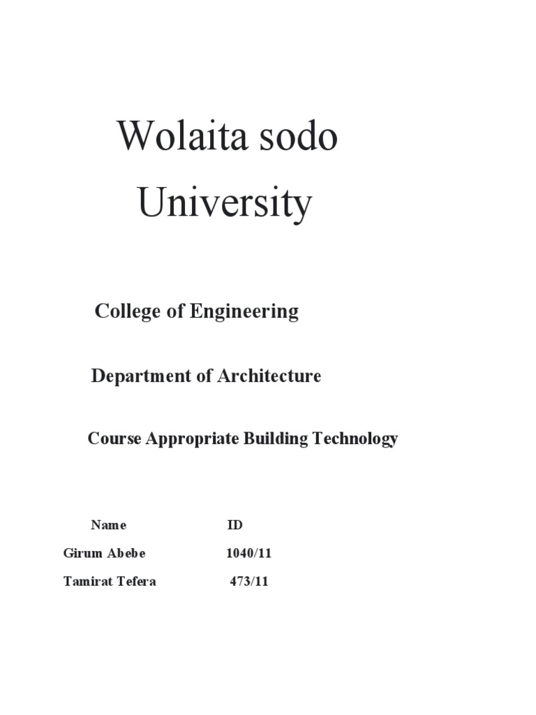 Wolaita Sodo University: College of Engineering | PDF | Sodium ...
