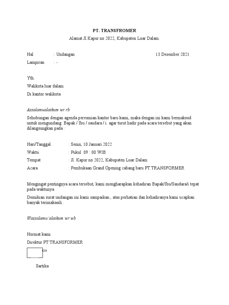 Surat Undangan Grand Opening | PDF