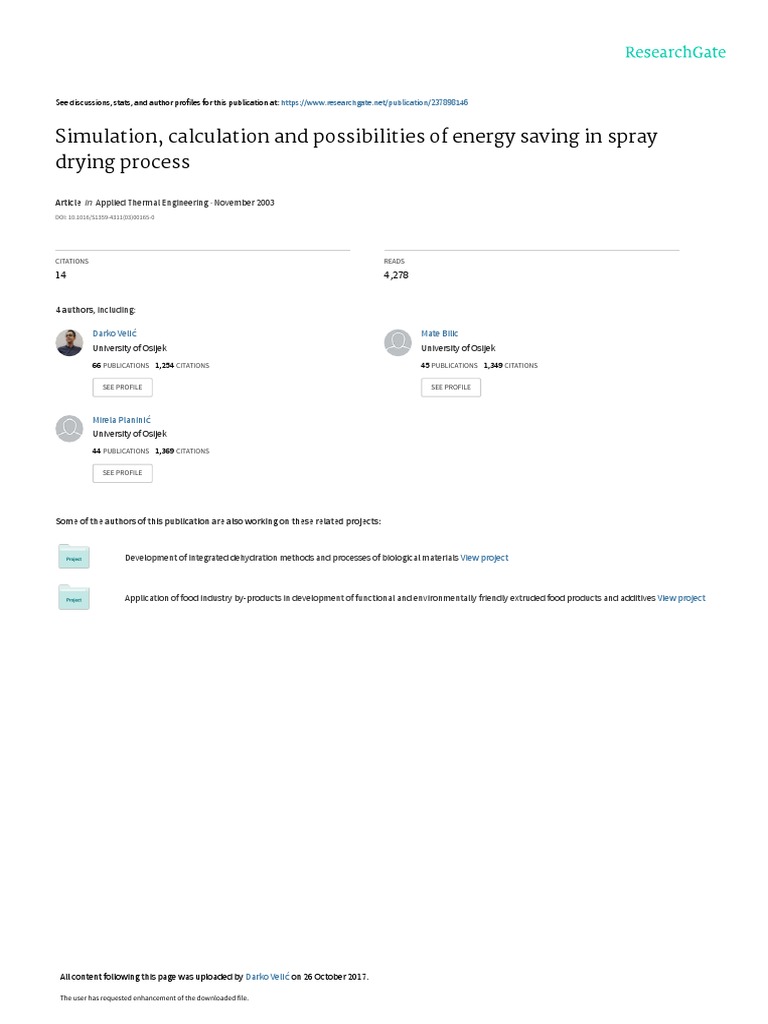 Simulation, Calculation and Possibilities of Energy Saving in Spray ...