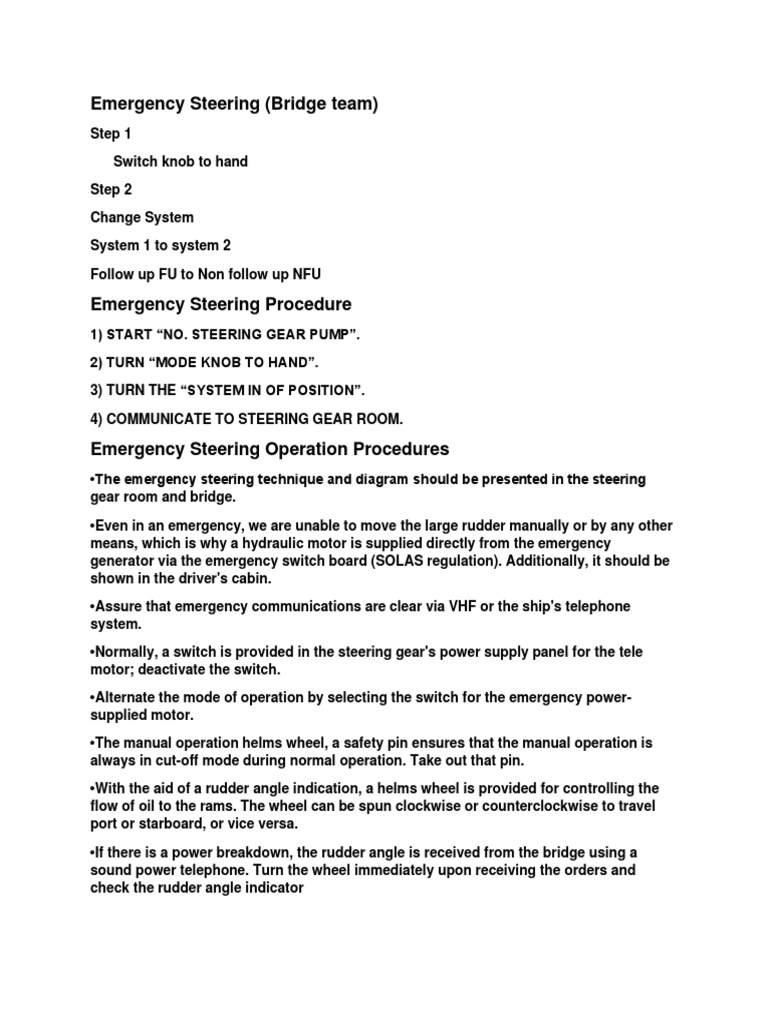 Emergency Steering (Bridge Team) | PDF