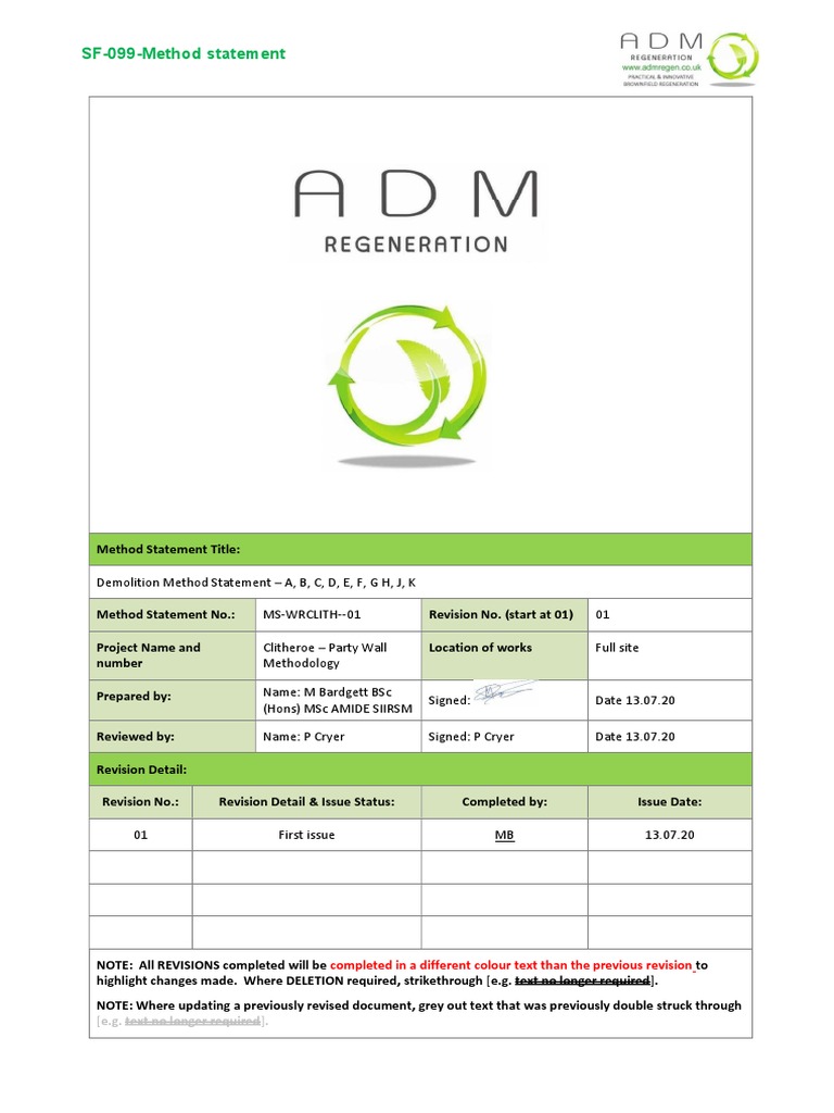 Demolition Method Statement Guide | PDF | Demolition | Scaffolding