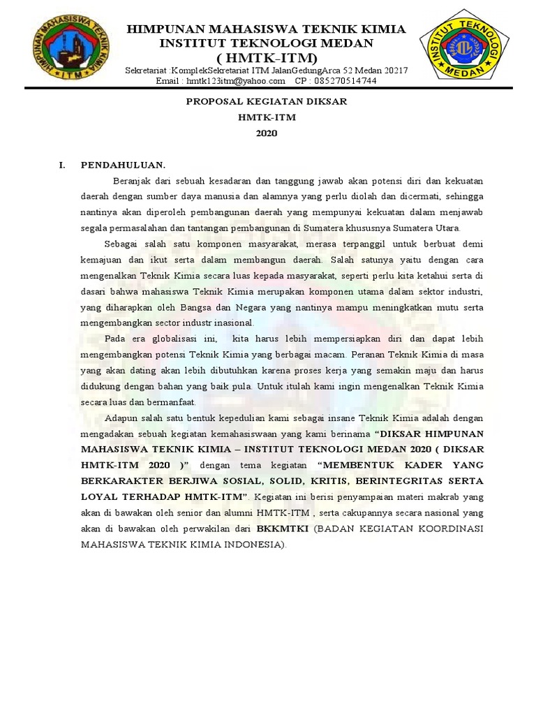 PROPOSAL Diksar 2018 (ITM) | PDF