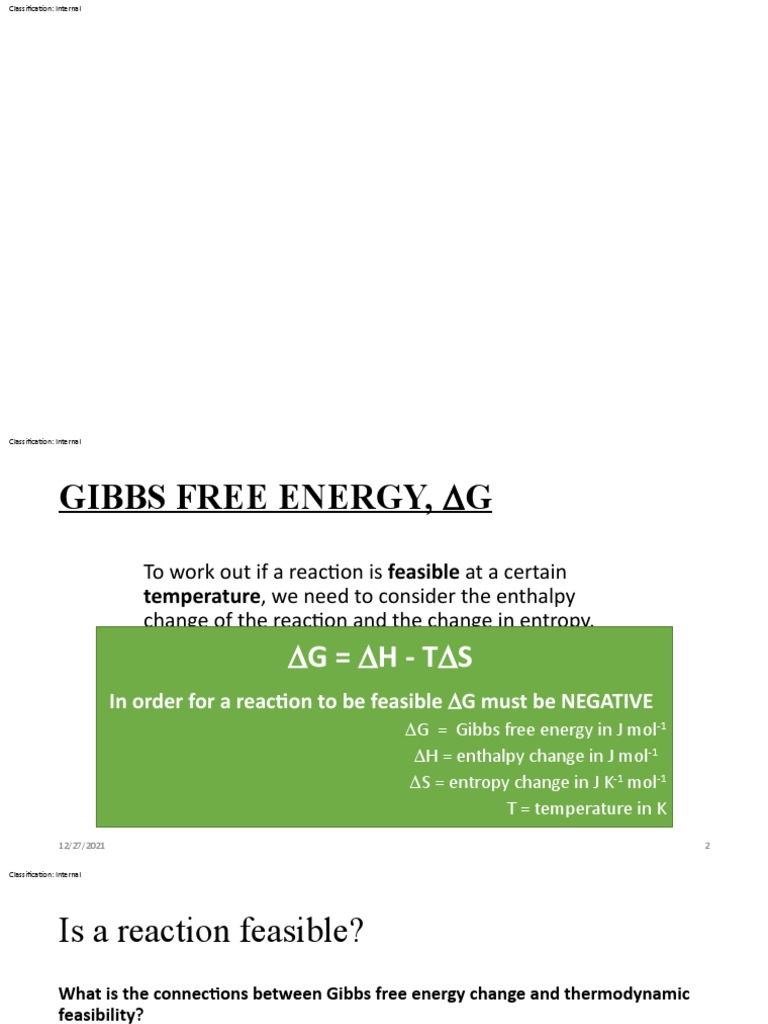 Gibbs Free Energy | PDF | Chemical Reactions | Gibbs Free Energy