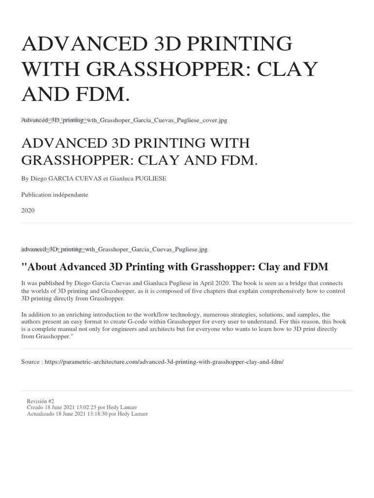 Advanced 3D Printing With Grasshopper: Clay and FDM | PDF