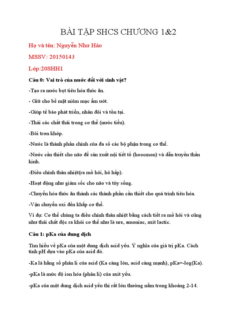 BÀI TẬP SHCS CHƯƠNG 1 - 2 2 | PDF