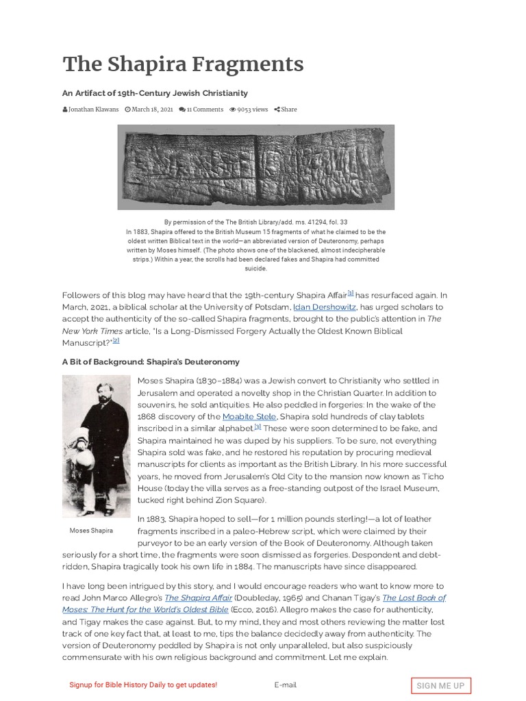The Shapira Fragments - Biblical Archaeology Society | PDF | Ten ...
