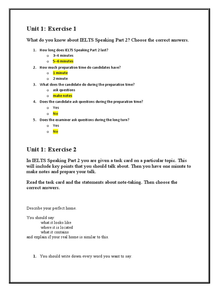 Unit 1 - Speaking | PDF | Question | Room