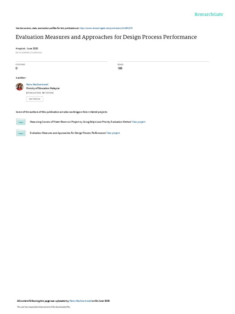 Evaluation Measures and Approaches For Design Process Performance | PDF ...