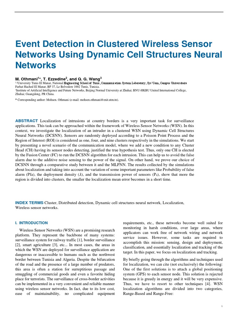 Event Detection In Clustered Wireless Sensor Networks Using Dynamic Cell Structures Neural 9923