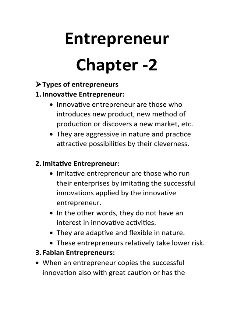 Entrepreneurship Chapter 2 Notes | PDF | Entrepreneurship | Innovation