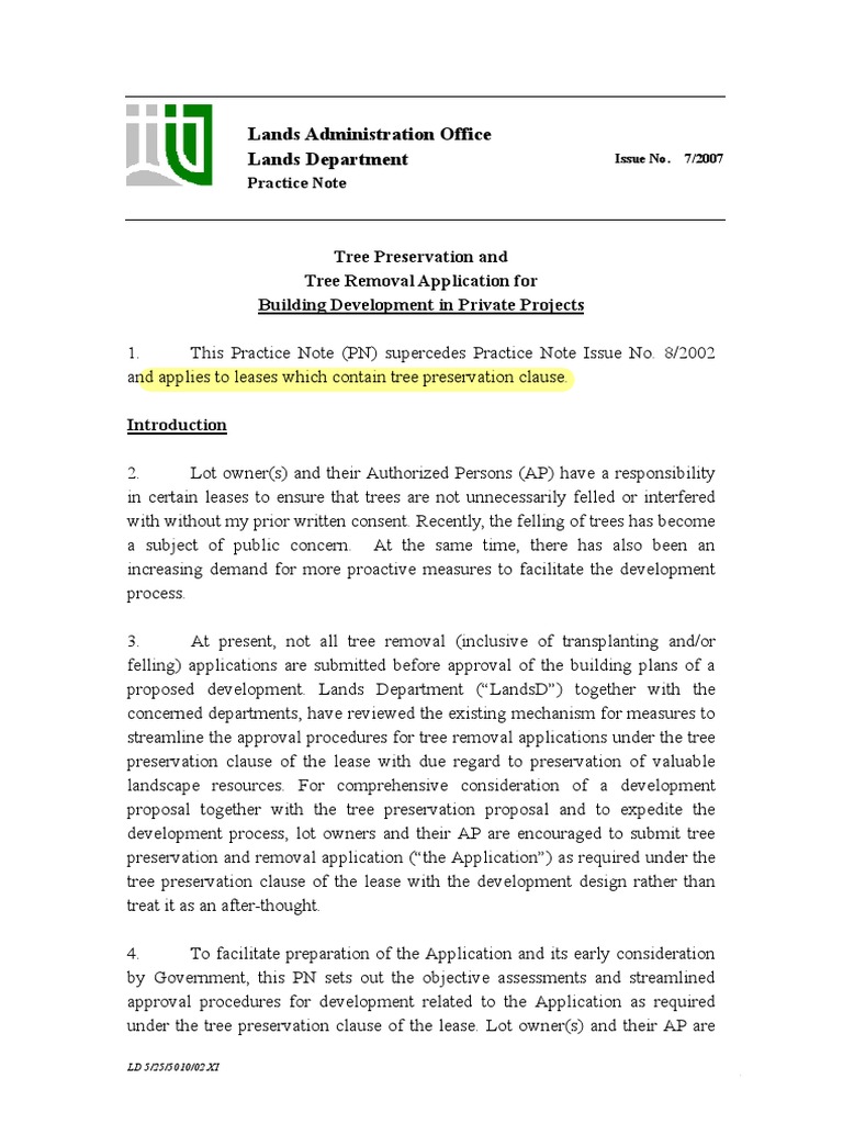 LandsD - Tree Preservation and Tree Removal Application For Building ...