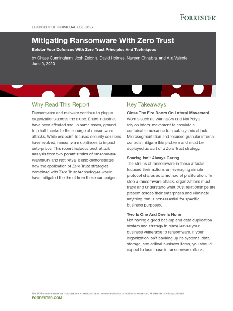 Mitigating Ransomware With Zero Trust | PDF | Ransomware | Backup
