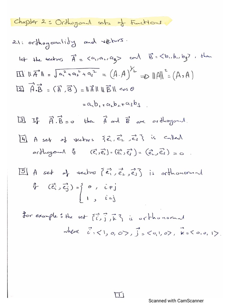 Orthogonal Set of Functions-1 | PDF