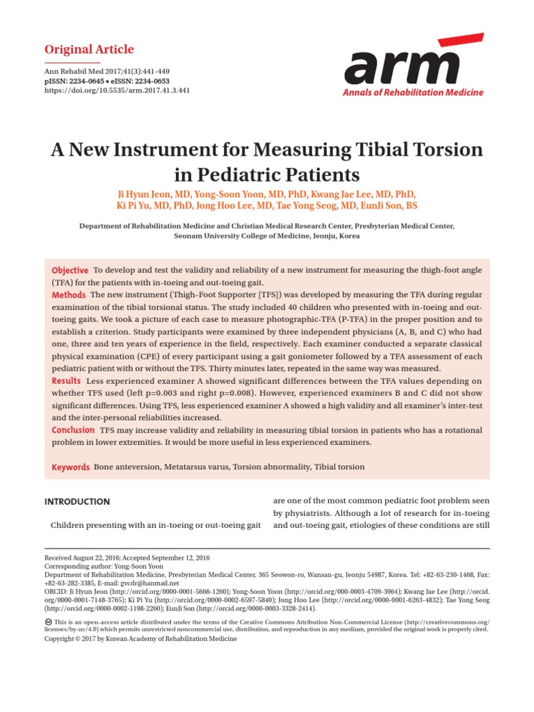 A New Instrument For Measuring Tibial Torsion in P | PDF | Medical ...