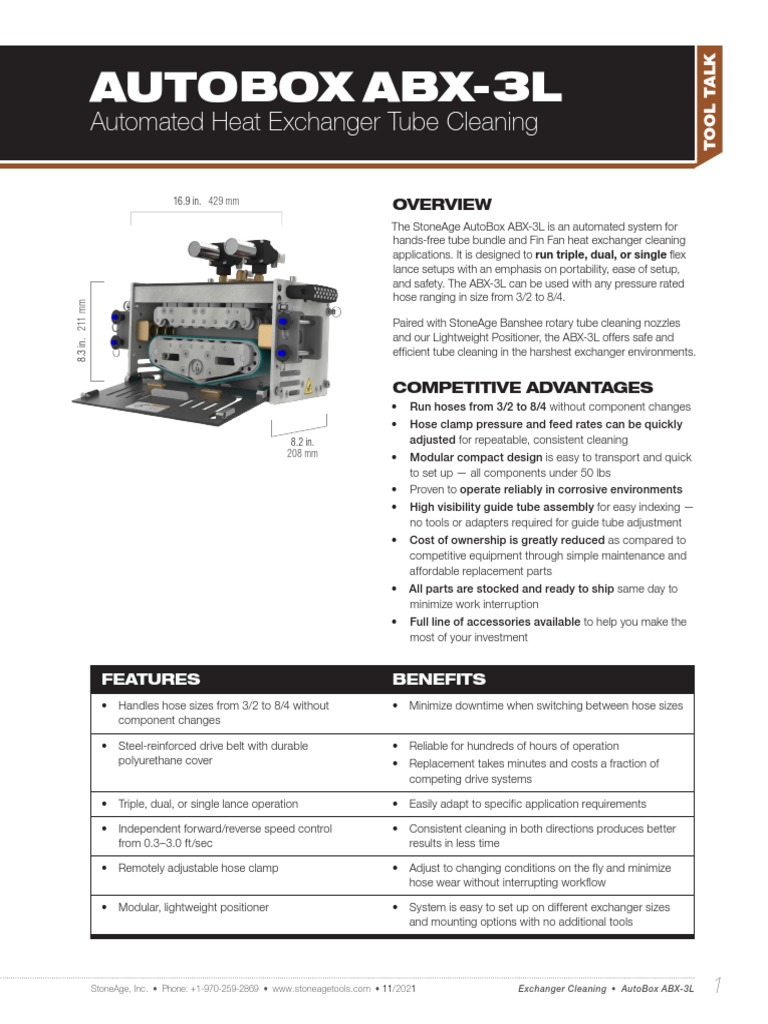 Autobox Abx-3L: Automated Heat Exchanger Tube Cleaning | PDF | Pipe ...