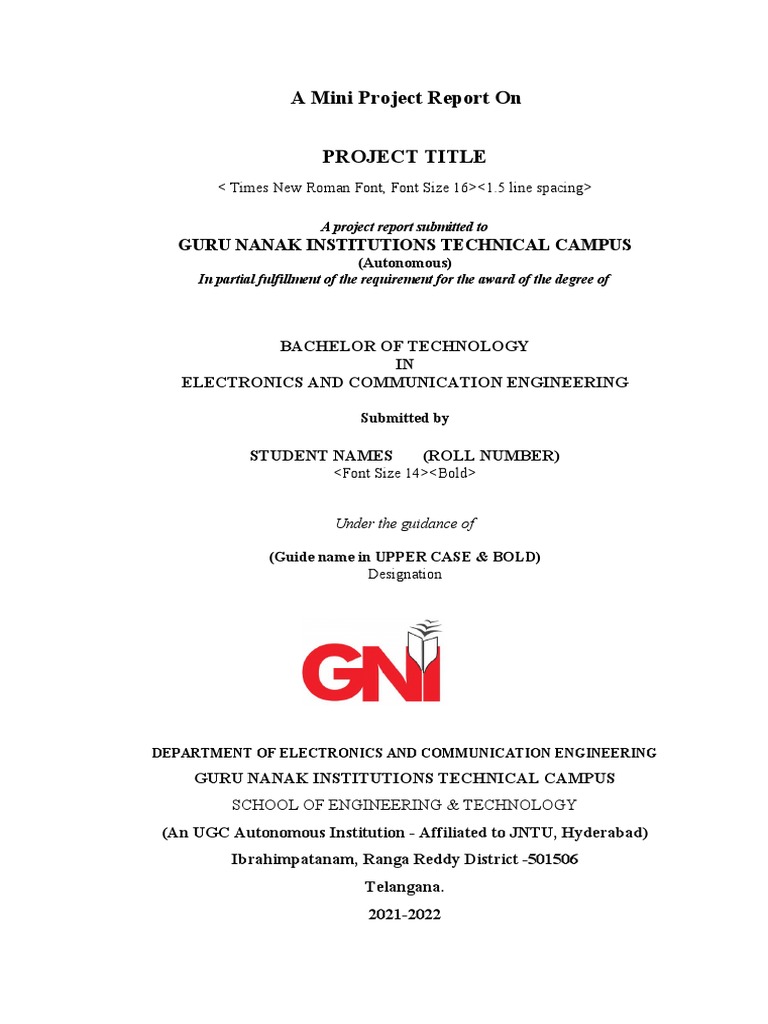 B.Tech ECE Mini Project Report | PDF | Science & Mathematics | Computers