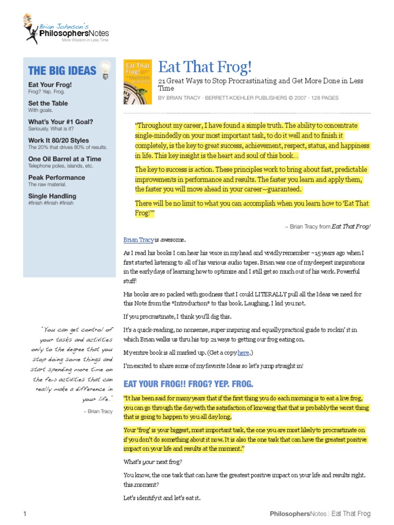 Eat That Frog!: The Big Ideas | PDF