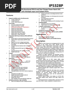 Ip5328 Datasheet IP5328 Fast Charging Power Bank Circuit ( 1946 Type C