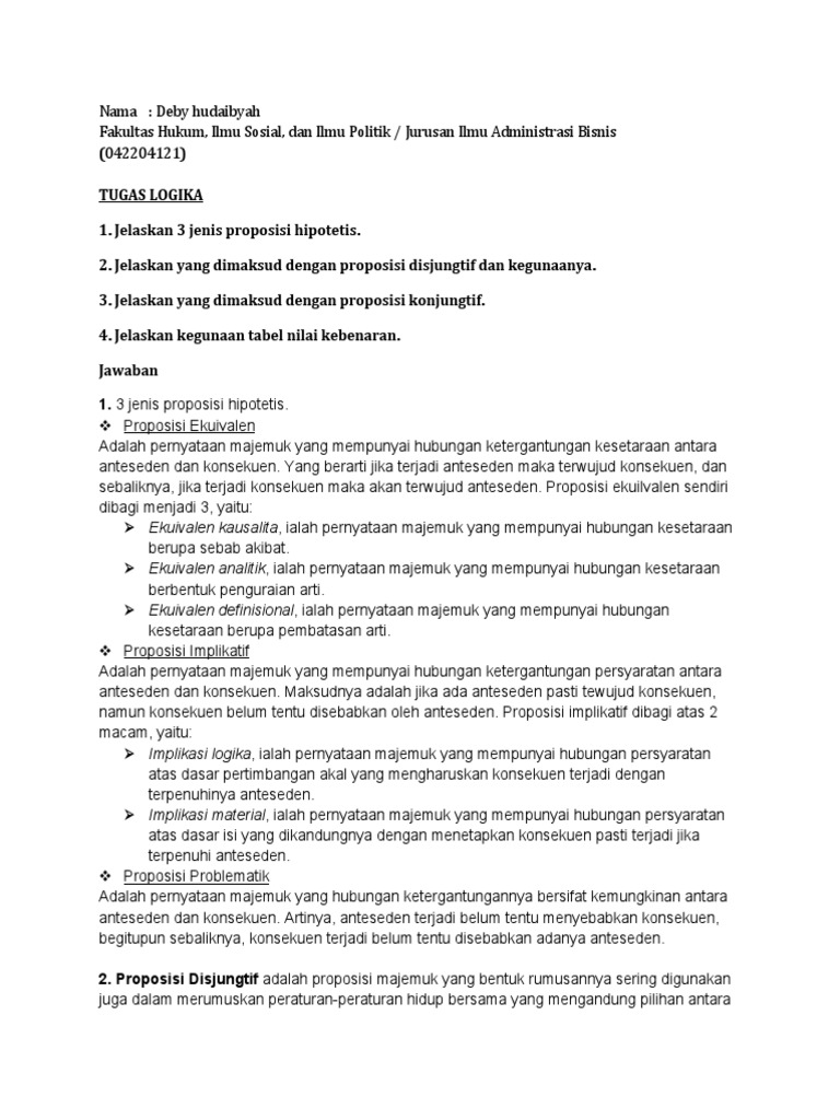 Tugas 3. Logika | PDF