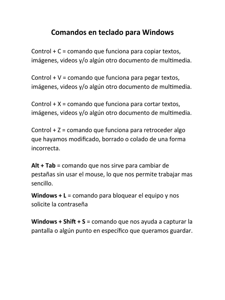 Comandos en Teclado para Windows: Alt + Tab Comando Que Nos Sirve para ...