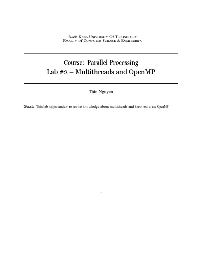 Course: Parallel Processing Lab #2 - Multithreads and Openmp | PDF ...