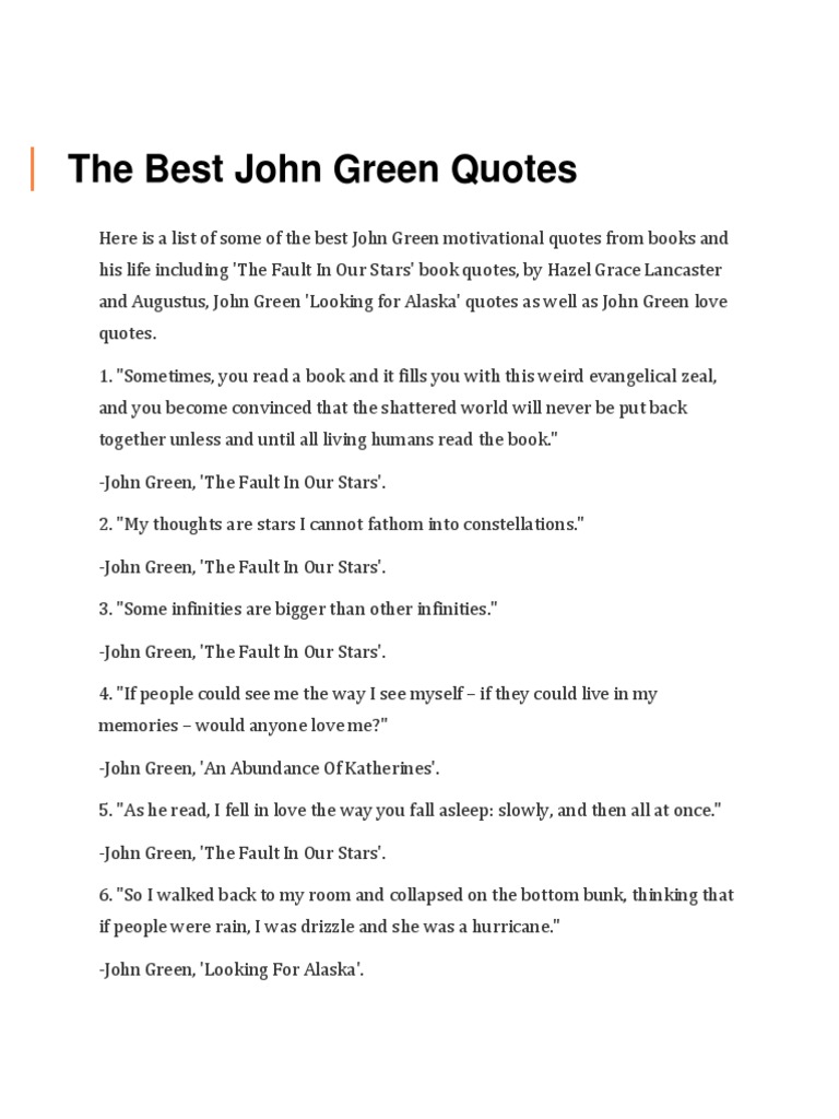 The Best John Green Quotes | PDF
