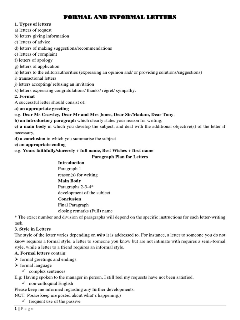 Formal and Informal Letters | PDF | English Language