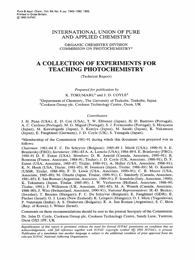 A Collection of Experiments For Teaching Photochemistry | PDF ...