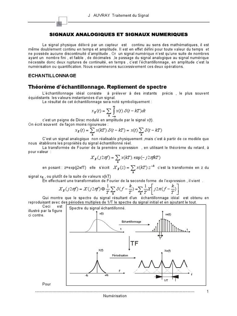 Signaux analogiques et numériques | PDF | Échantillonnage (signal ...