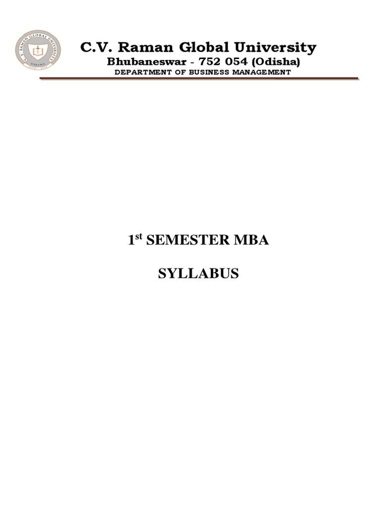 1st Semester MBA Syllabus for Statistics and Decision Science Course at ...