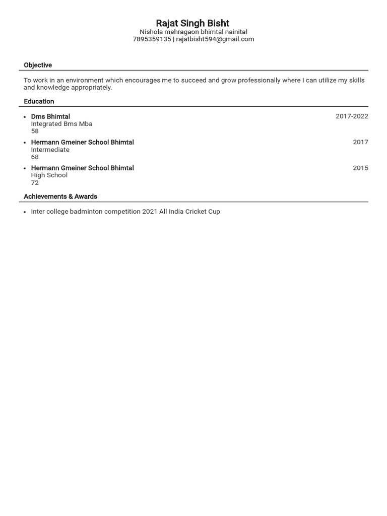 Rajat Bisht CV | PDF