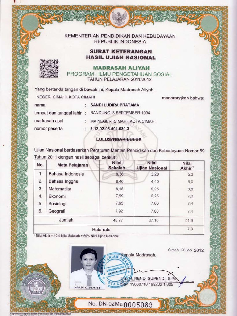 Transkrip Un - Uan Slta - Sandiludirapratama | PDF Transkrip Un - Uan Slta - Sandiludirapratama | PDF