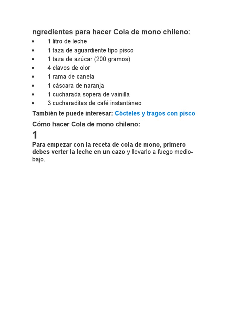 Receta de Cola de Mono Chileno | PDF | Relaciones personales, crianza y ...