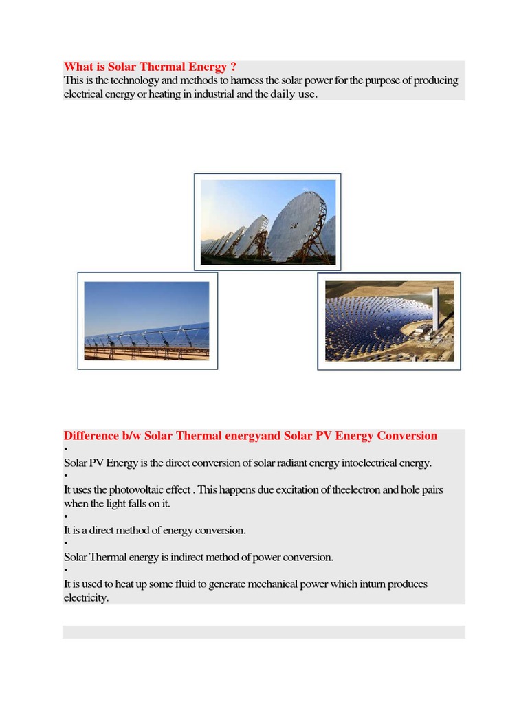 Overview of Solar Thermal Energy | PDF | Solar Energy | Solar Power