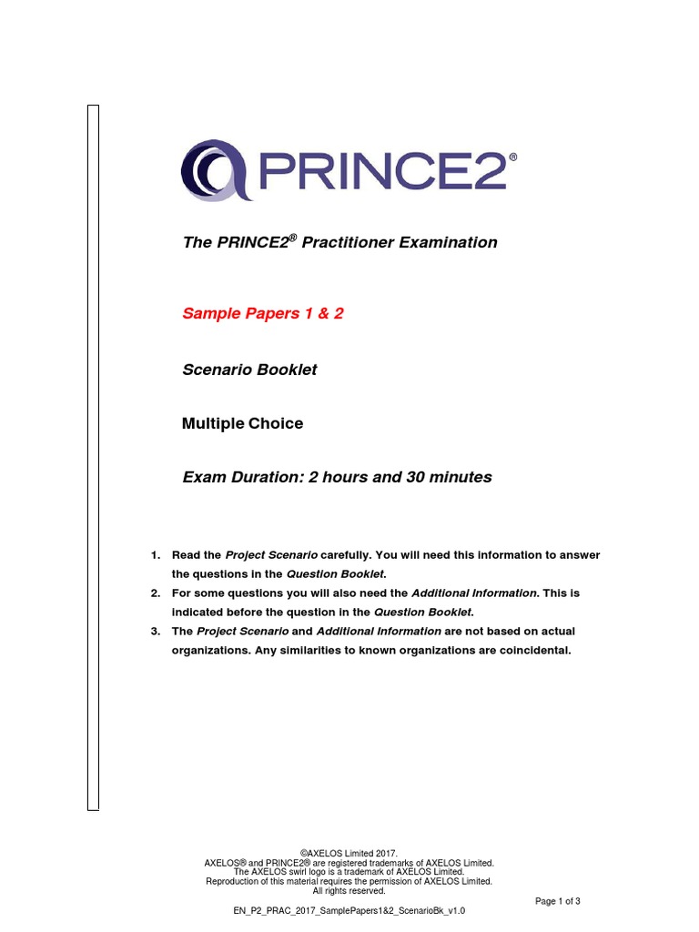 The Prince2 Practitioner Examination: Sample Papers 1 & 2 | PDF ...