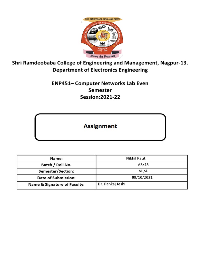 Ccn Assignment Nikhilraut A 45 Pdf File Transfer Protocol Computer Network 4740