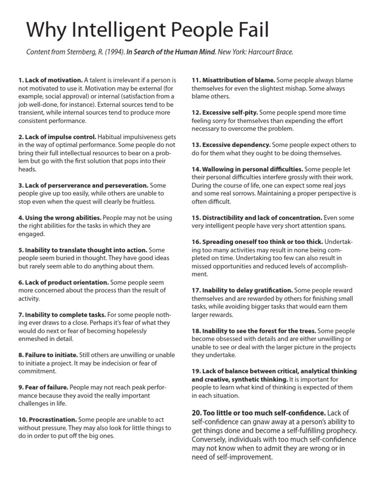 Why Intelligent People Fail | PDF | Motivation | Motivational