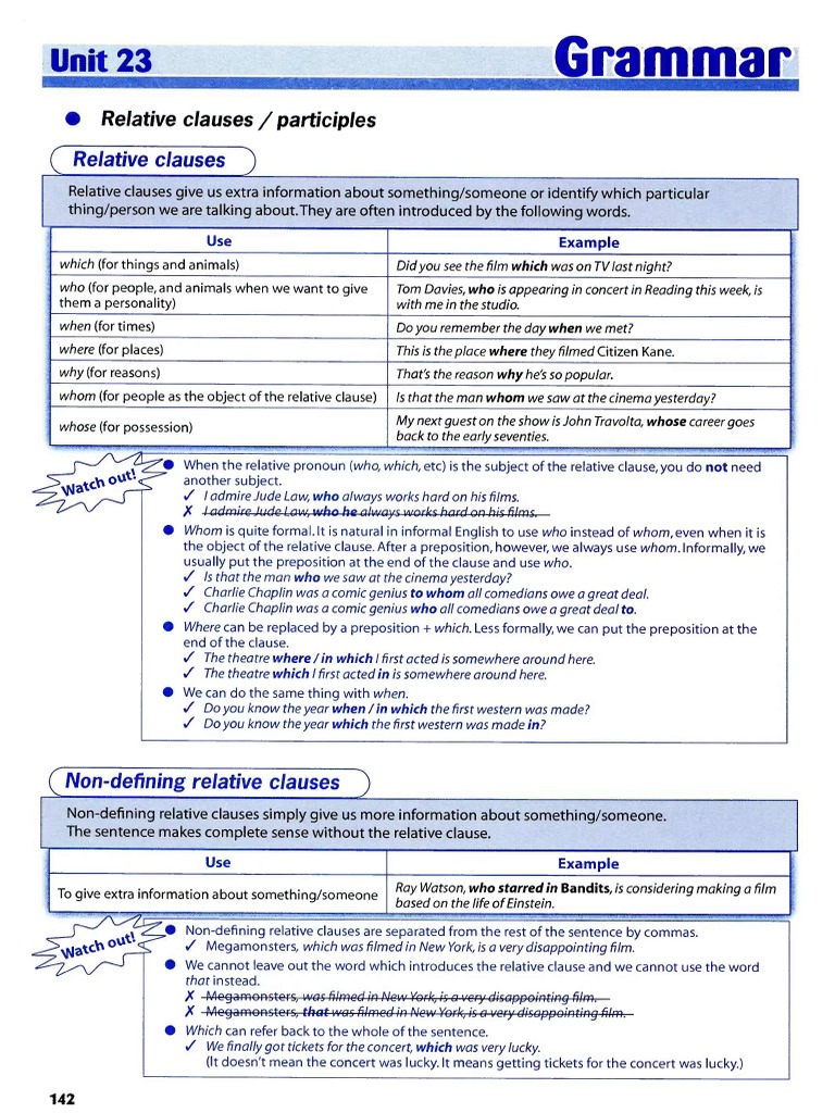 Destination B2 - Relative Clauses | PDF