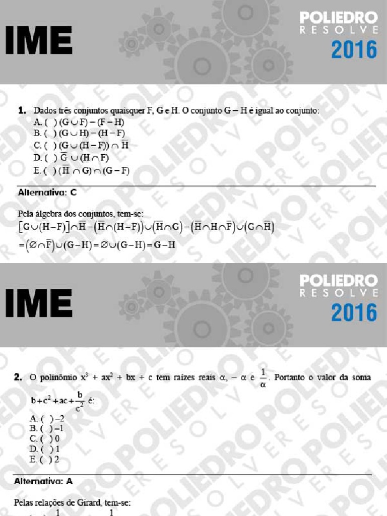 IME 2016 - Prova Objetiva - 1 Fase | PDF