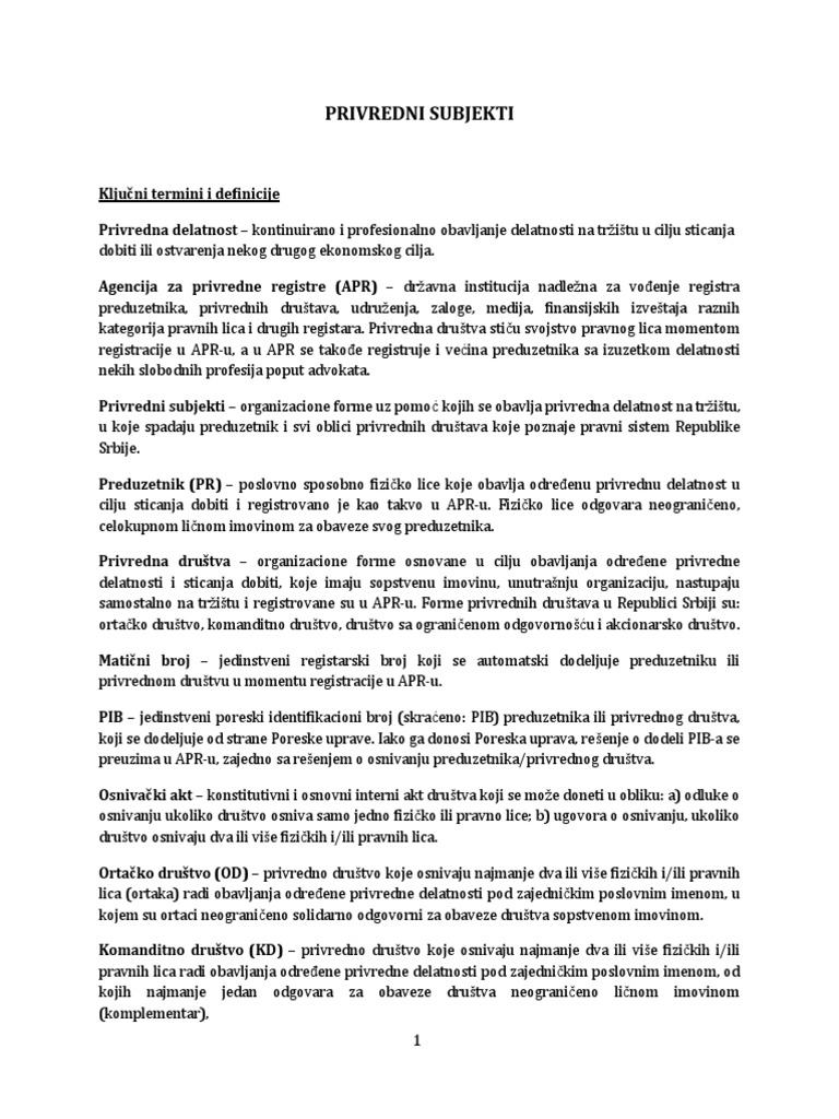 2) Privredni Subjekti | PDF