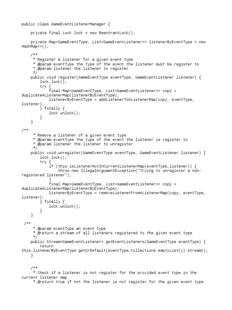 Game Event Listener Manager Pdf Computer Programming Software Engineering