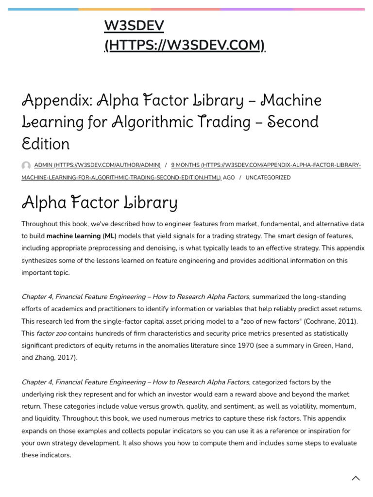 Appendix - Alpha Factor Library - Machine Learning For Algorithmic ...