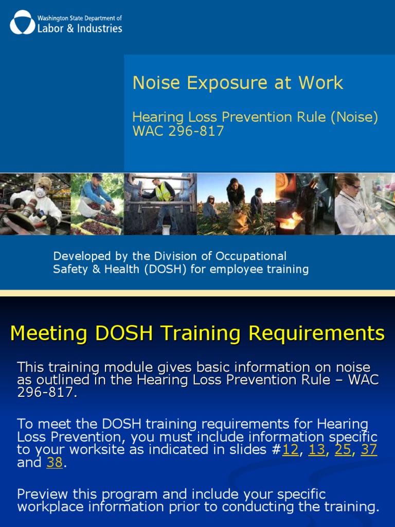 Noise Exposure at Work: Hearing Loss Prevention Rule (Noise) WAC 296 ...