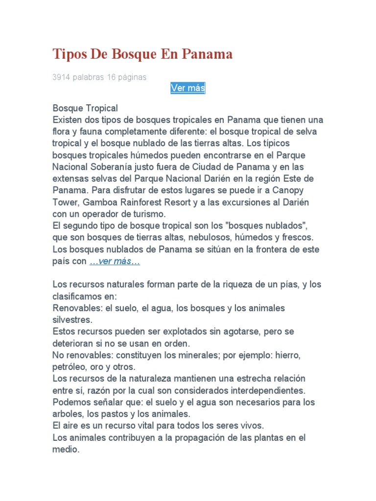 Tipos de Bosque en Panama | PDF