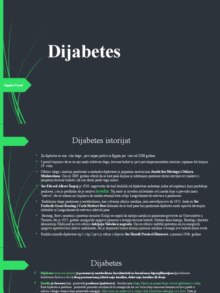 Dijabetes PREZENTACIJA | PDF