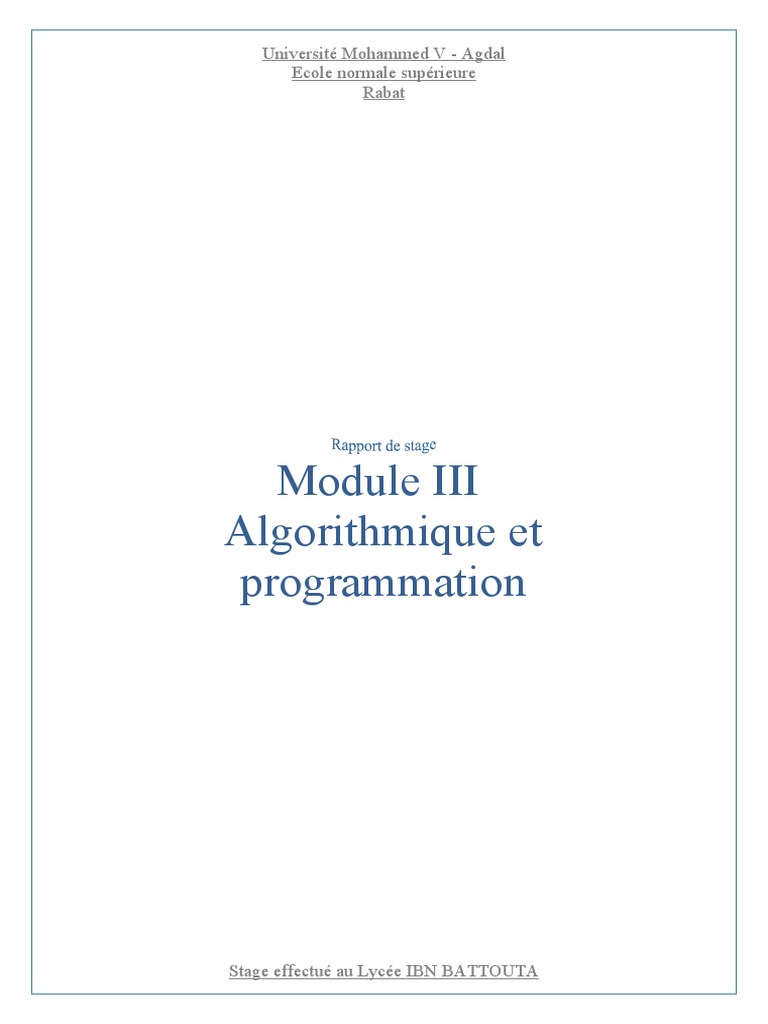 Rapport de stage en algorithmique | PDF | Pi | Variable (informatique)