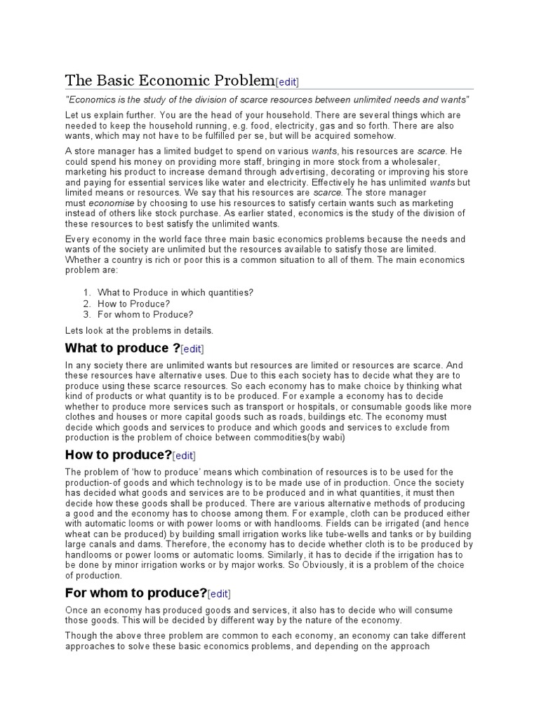 Understanding Basic Economic Problems | PDF | Economics | Resource