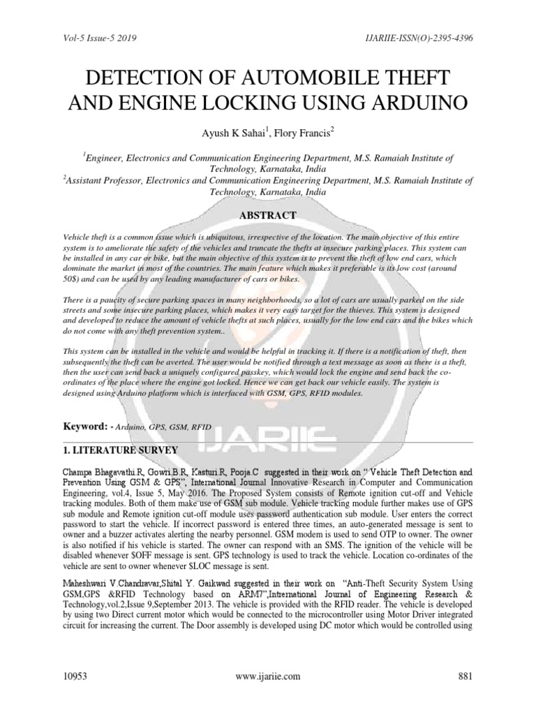 Arduino-Based Vehicle Theft Detection System | PDF | Radio Frequency ...