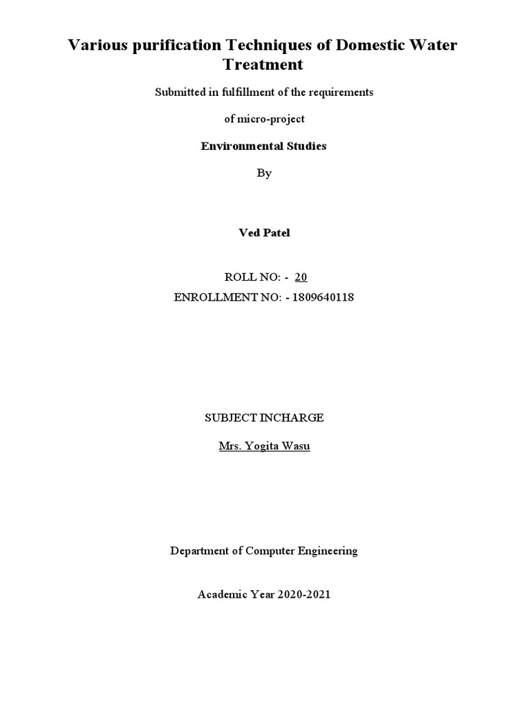 Est Microproject Format For Reference | PDF | Water Purification ...